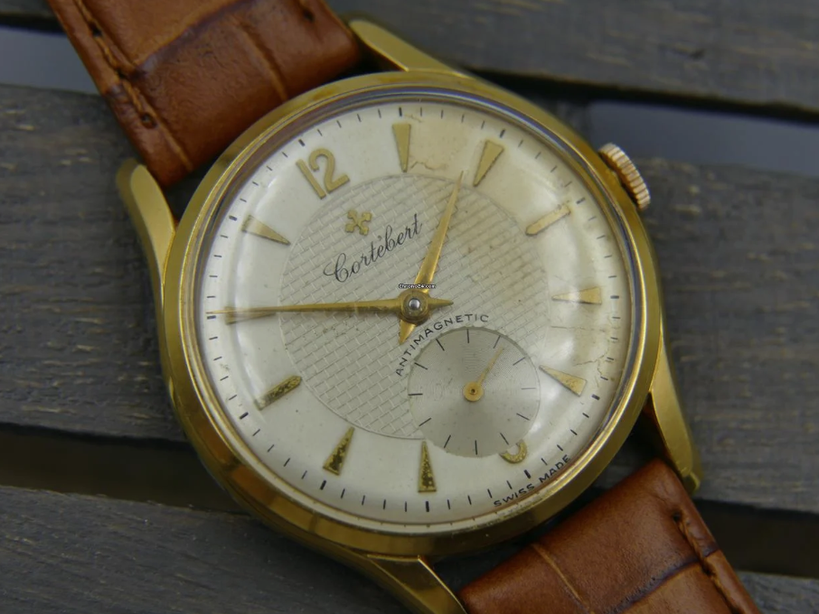 40s vintage watch mens Cortebert ref. 8493 gold pl manual wind cal. 67 ...